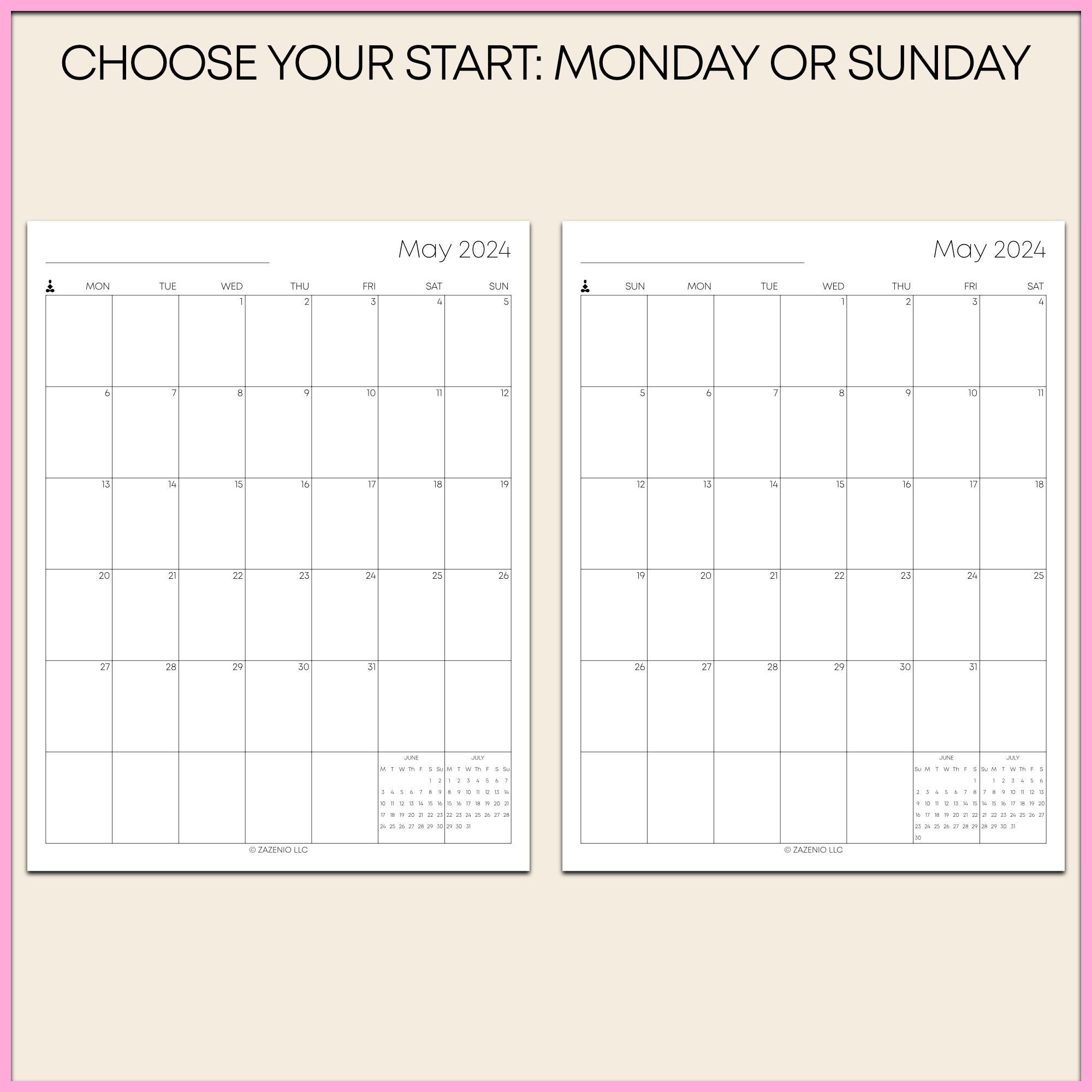 2024-2025 Calendar Printable, May, June, July, August, September ...