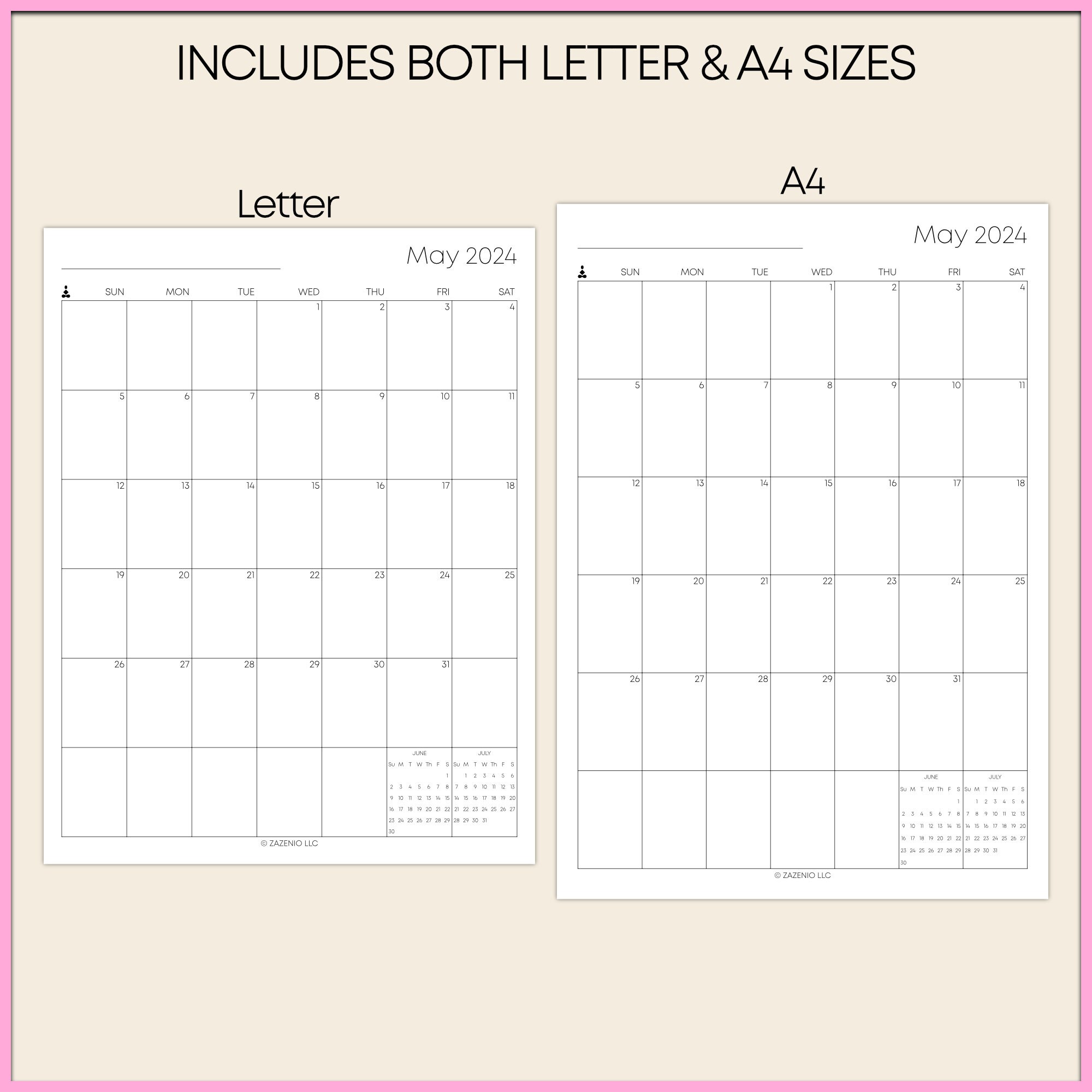 2024-2025 Calendar Printable, May, June, July, August, September ...