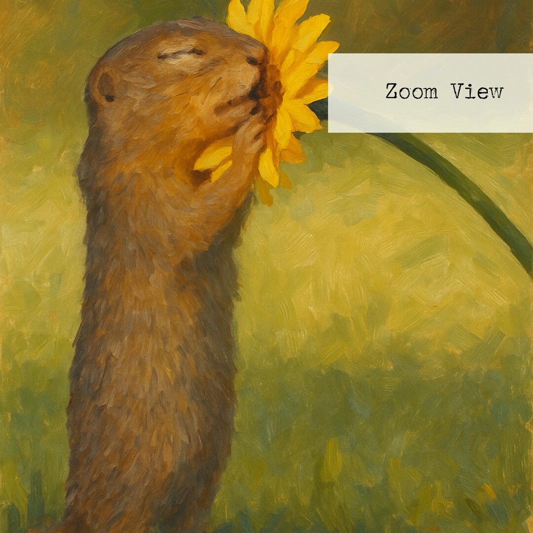 Curious Ground Squirrel Smelling Yellow Flower Print | Cottagecore ...