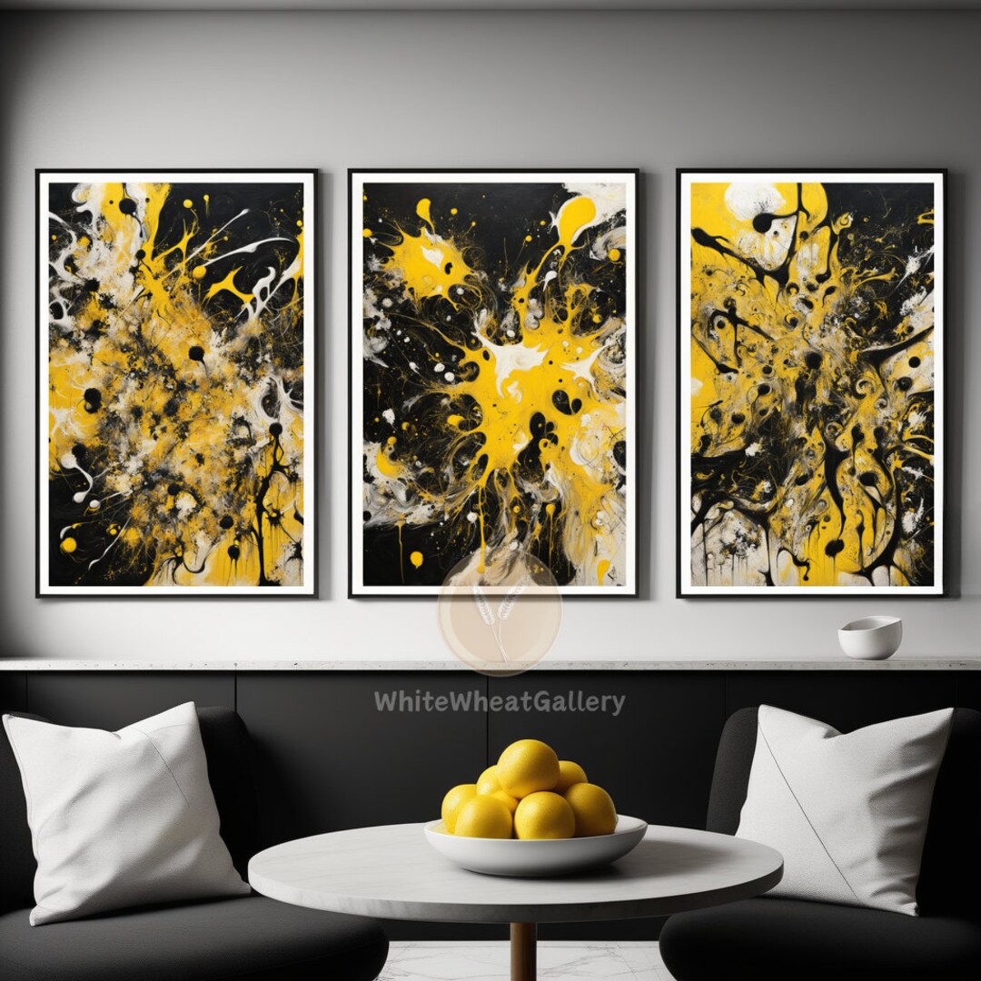 Set of 3 Abstract Prints, Jackson Pollock Print Set of 3, Pollock ...