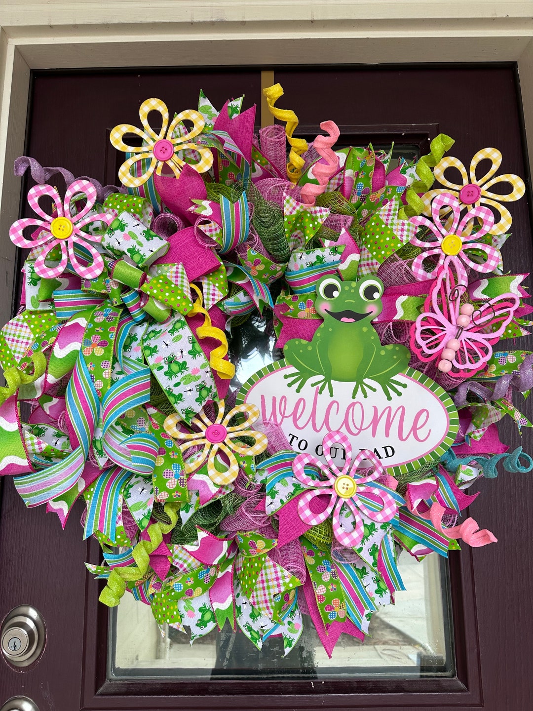 Frog Wreath, Spring Frog Wreath, Summer Frog Wreath, Summer Wreath ...