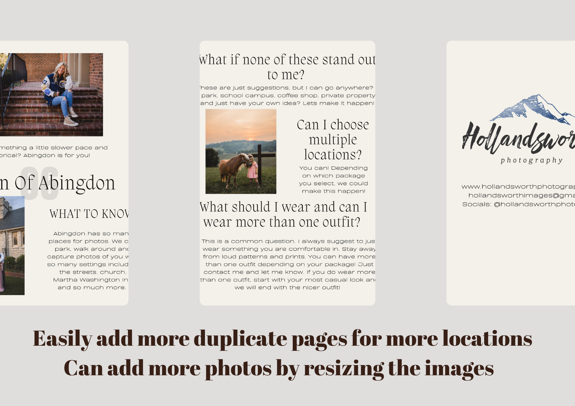 CANVA Photography Location Guide With Content, Wedding Photography Info ...