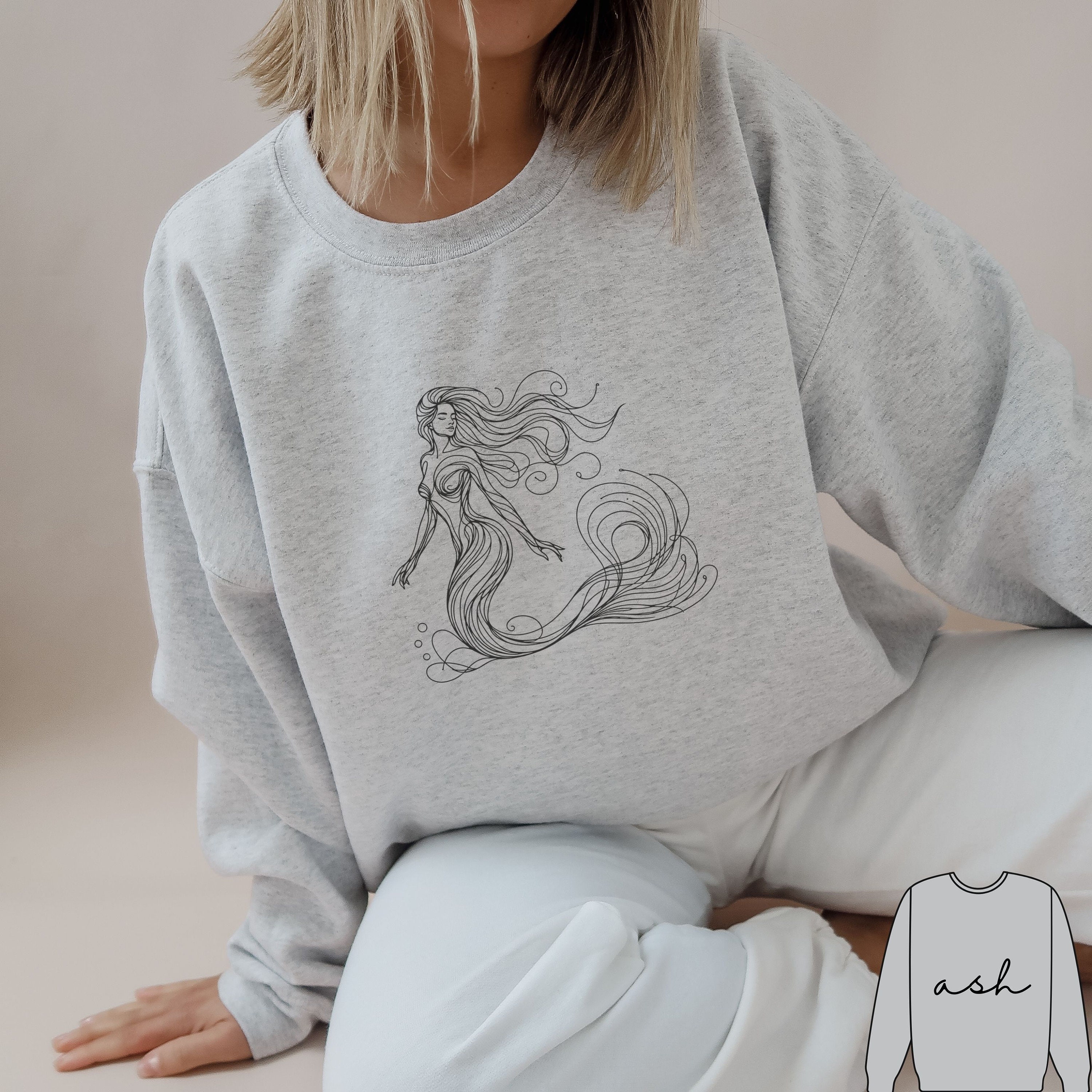 Vintage Mermaid Sweatshirt, Mermaid Sweater, Celestial Witch Shirt, Sea ...