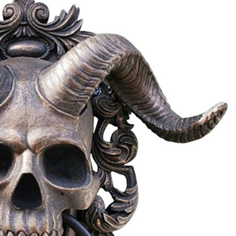 Resin Punk Satan Skull Sheep Head Ring Statues Wall Hanging Decoration ...