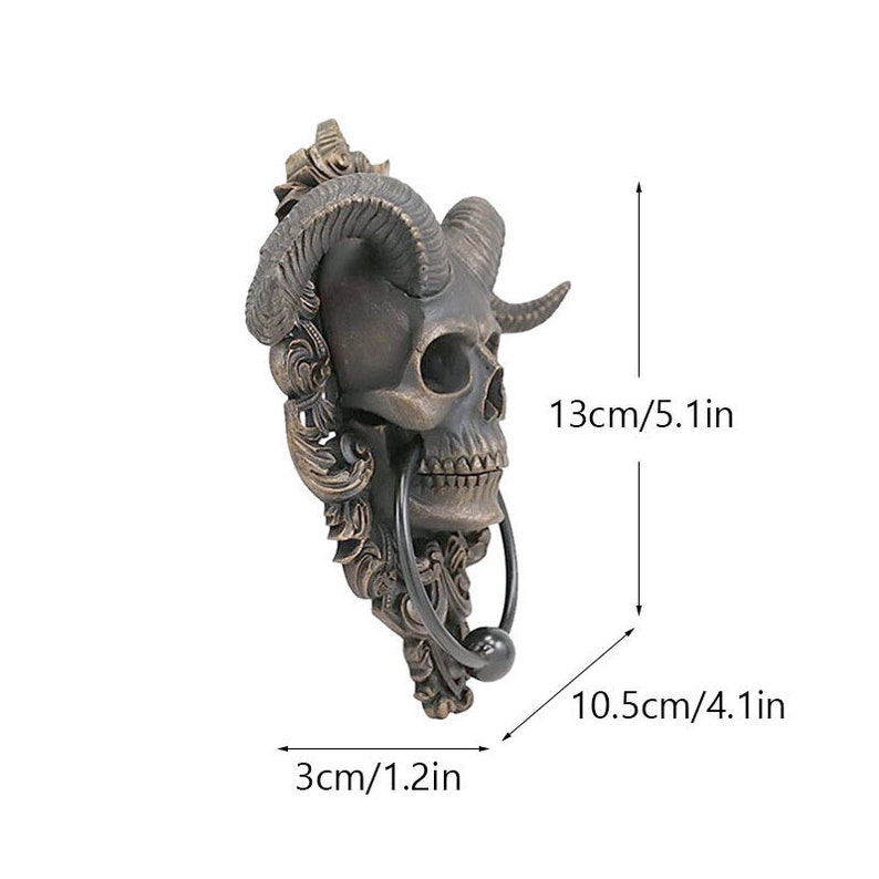 Resin Punk Satan Skull Sheep Head Ring Statues Wall Hanging Decoration ...