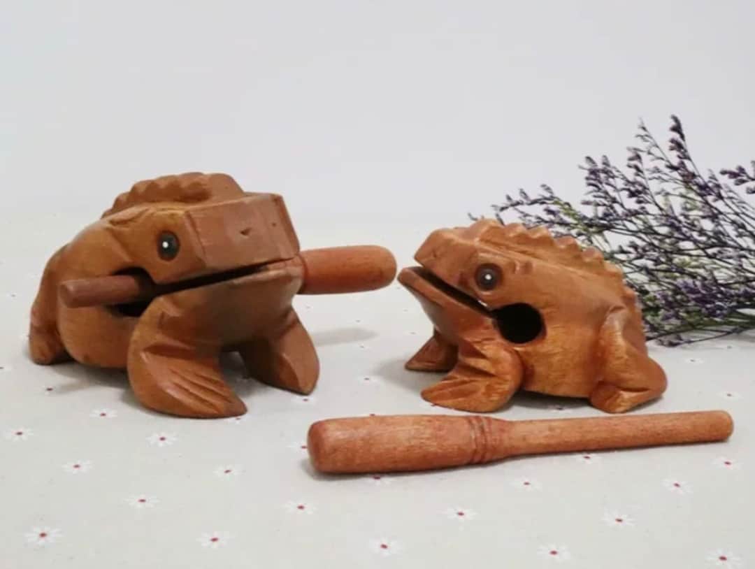 Thailand Traditional Craft Wooden Lucky Frog Croaking Musical ...