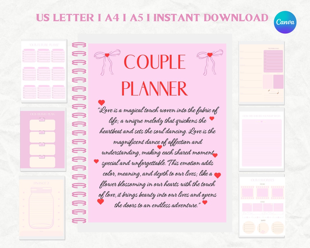 Couple Planner | Love Planner | Partner Agenda | Relationship Organizer ...