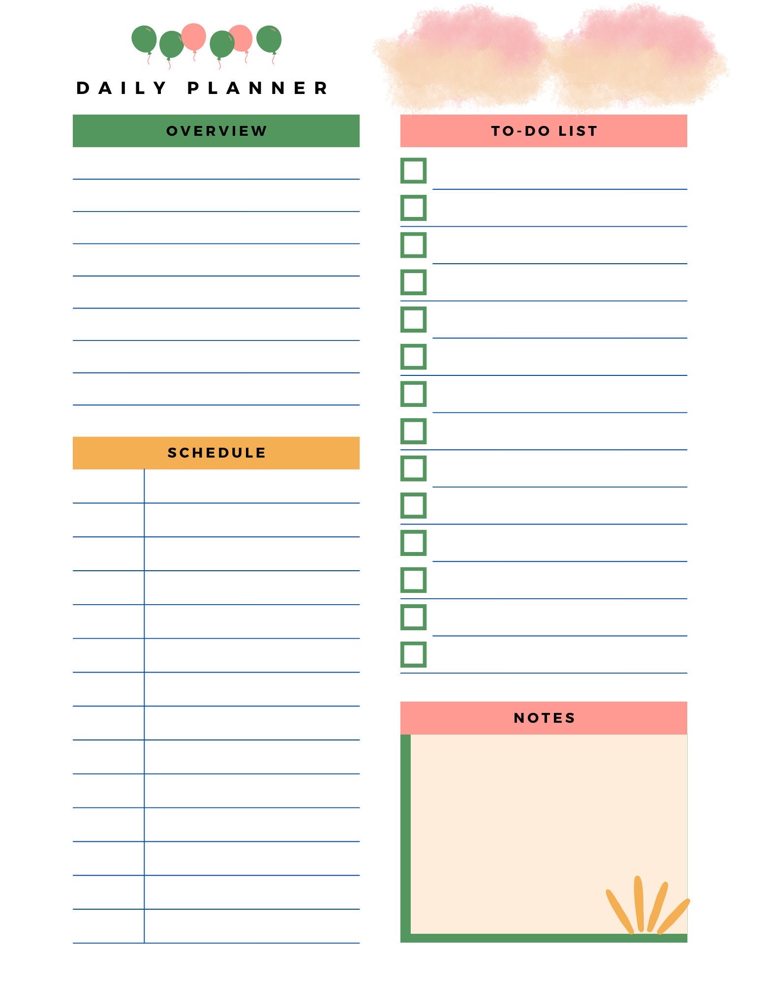 Daily Planner, Instant Download, Daily Schedule, Printable Planner - Etsy