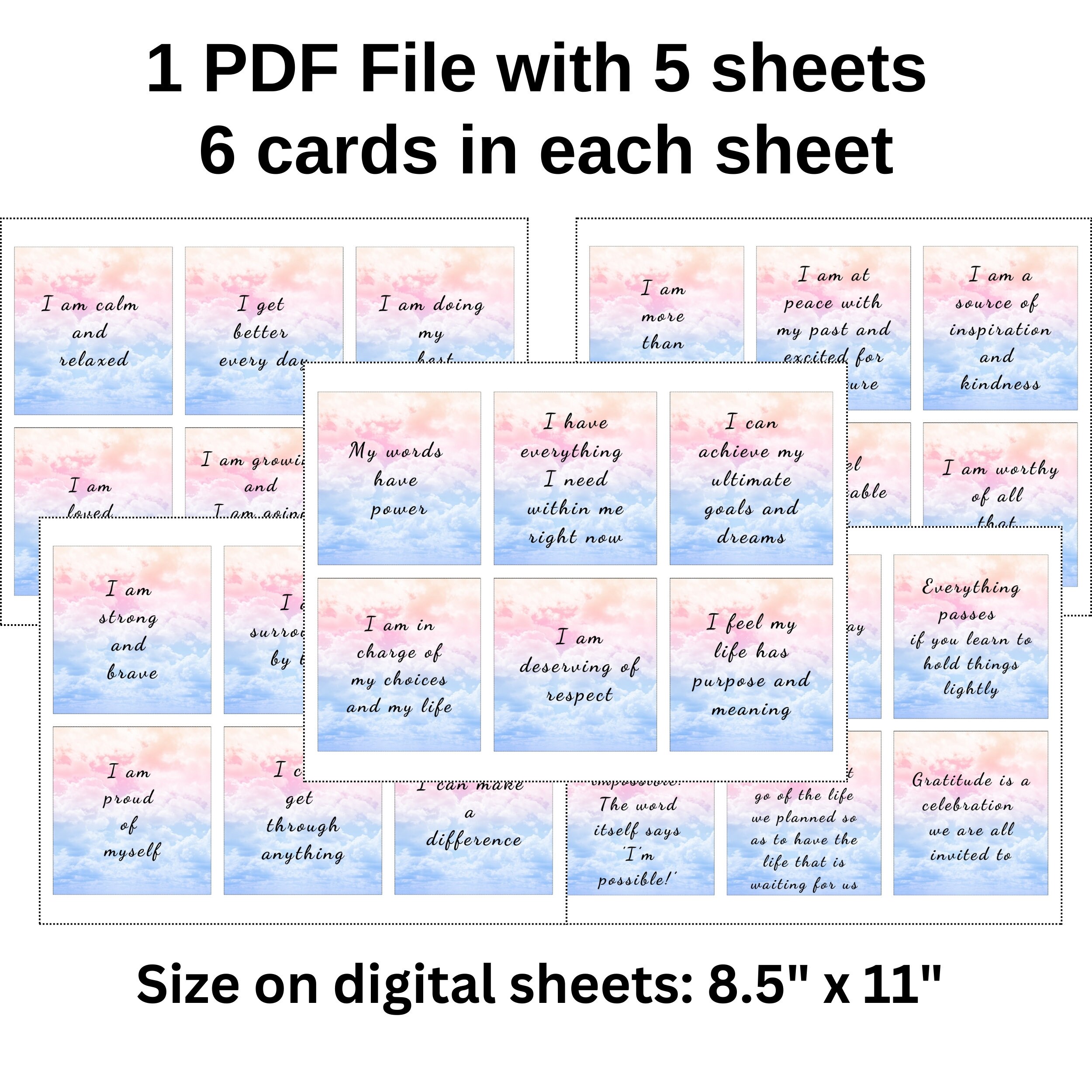 30 Printable Positive Affirmation Cards, Motivational Cards ...