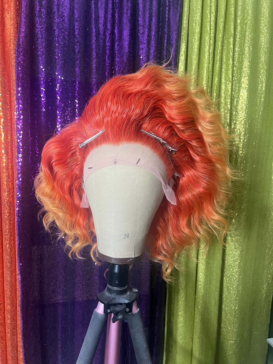 Drag Queen Wig Huge Rooted Flame Colored Wig - Etsy