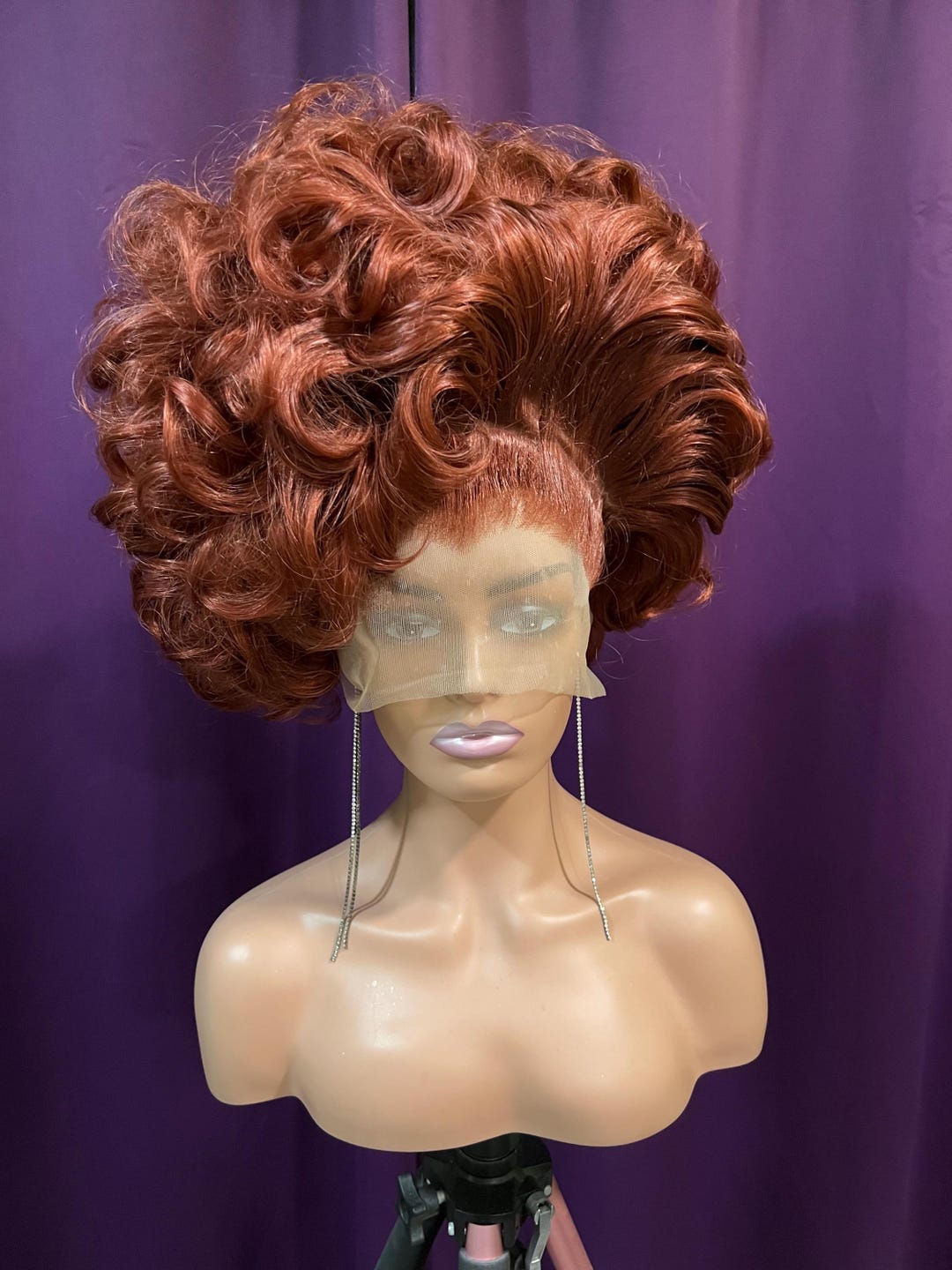 Drag Queen Wig - Curly Auburn Double Stacked Lace Front Wig - Etsy