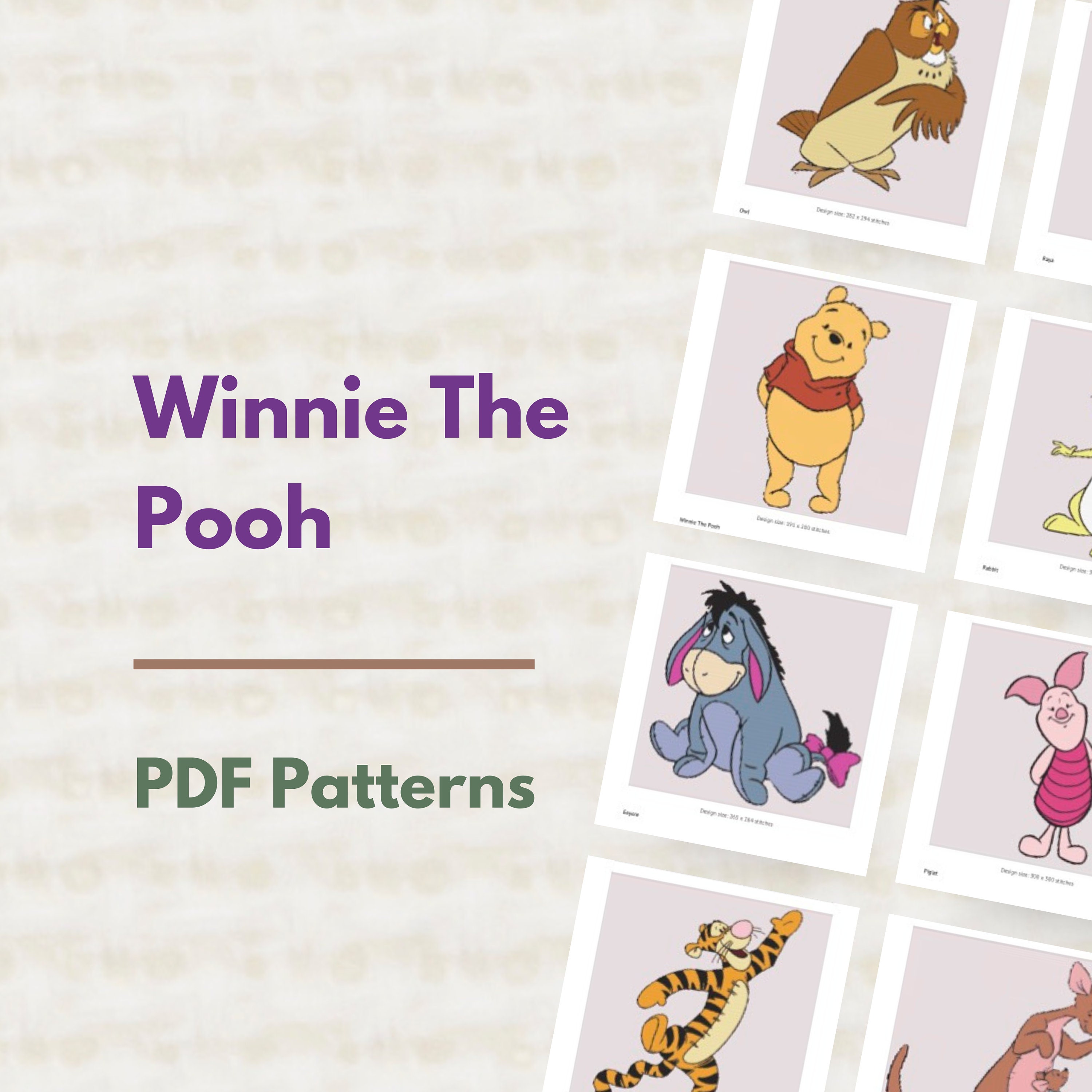 Winnie the Pooh Cross-stitch PDF Pattern DMC Thread Colors Bundle Easy ...