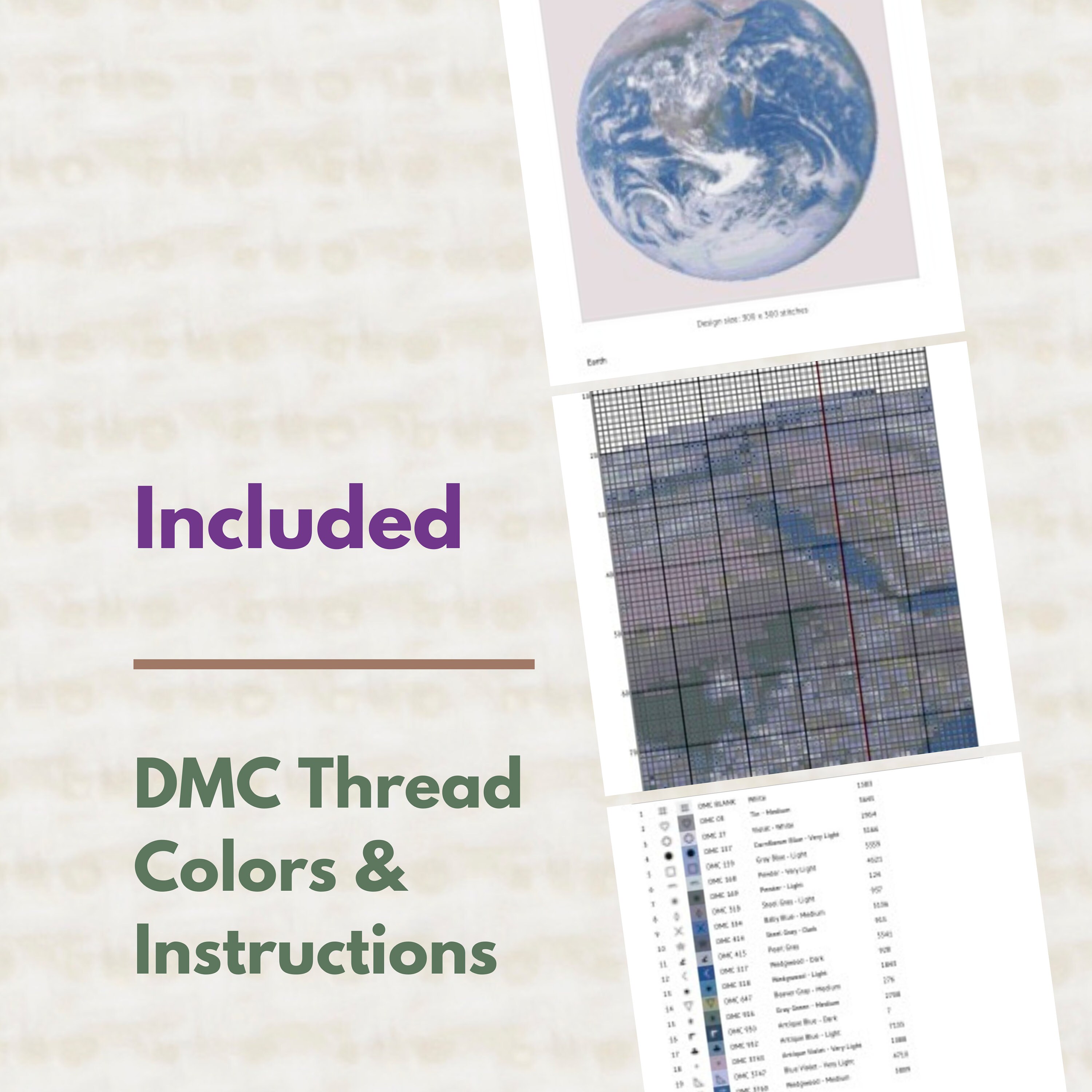 Planets & Space Cross-stitch PDF Pattern DMC Thread Colors Bundle Easy ...