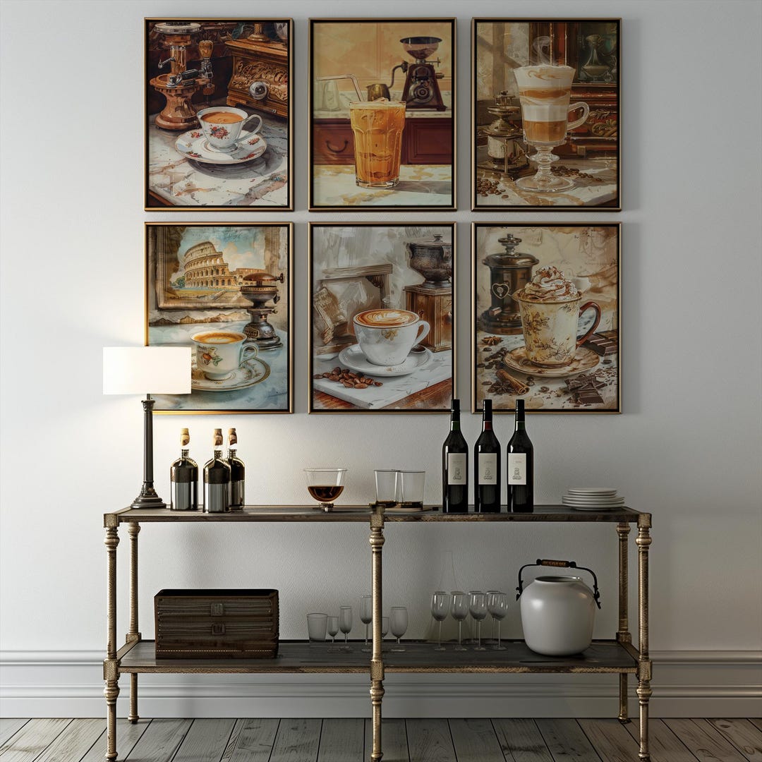 Retro Coffee Poster Set – 6 Vintage Prints for Coffee Bar Decor ...