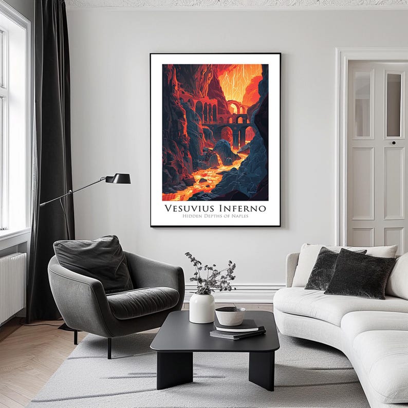 Travel Poster - Vesuvius Inferno Printable Art, Hidden Imaginary World ...
