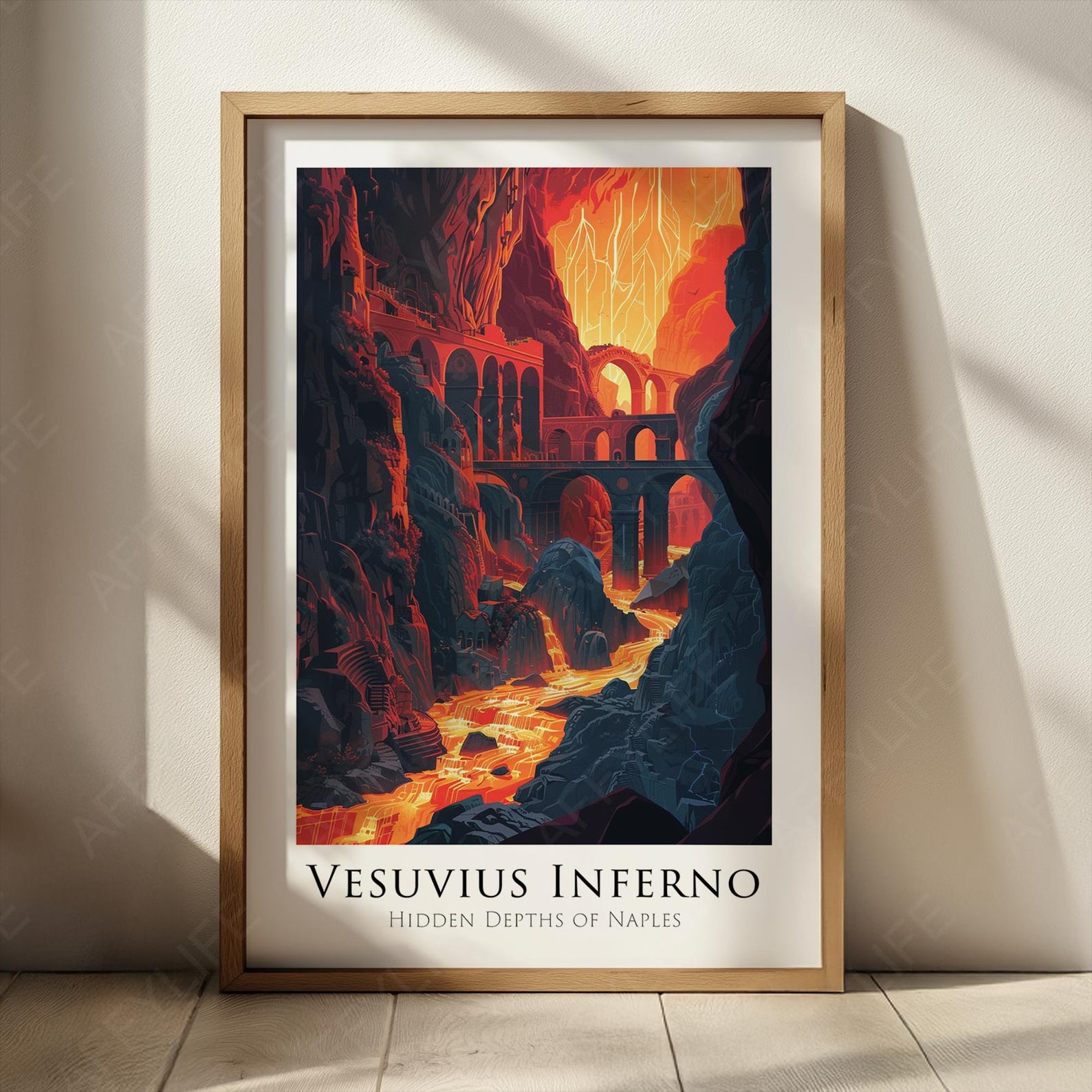 Travel Poster - Vesuvius Inferno Printable Art, Hidden Imaginary World ...