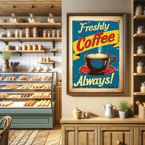Retro Coffee Poster Vintage Coffee Art, Printable Coffee Decor for Kitchen, Coffee Bar, Coffee ...