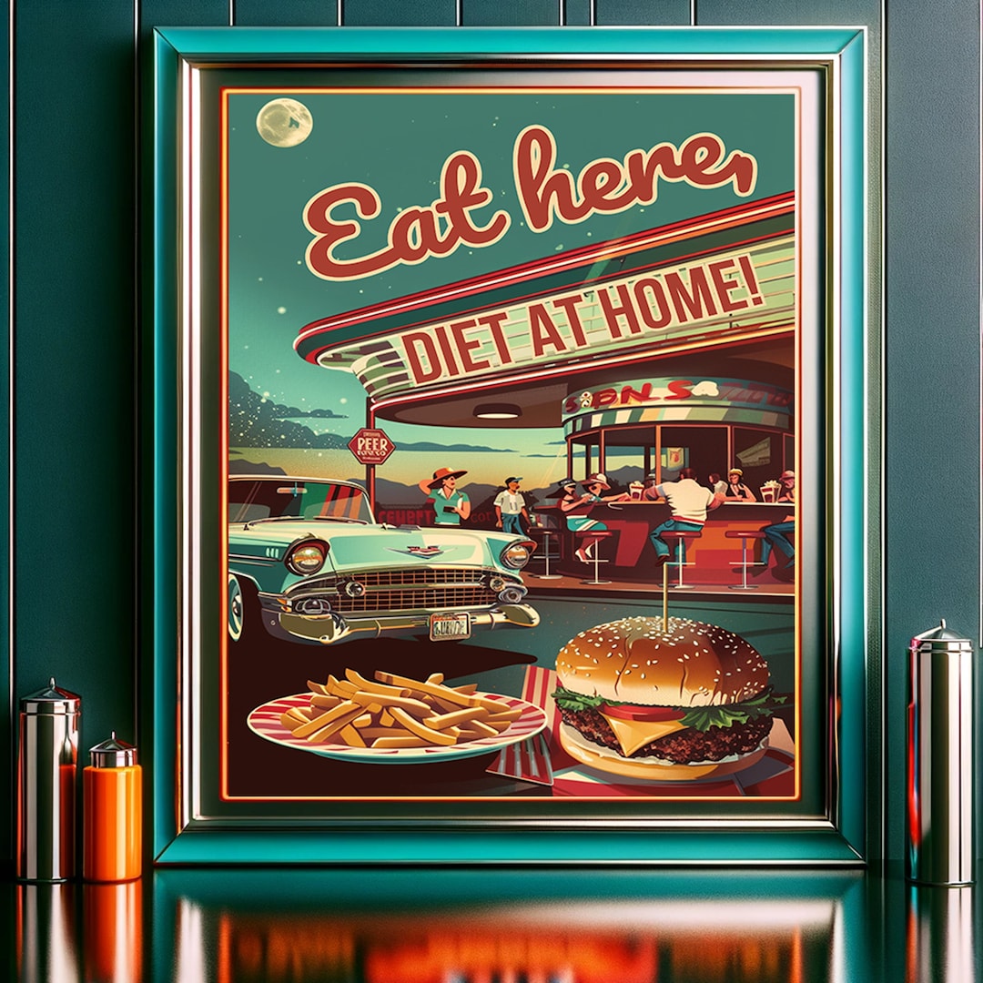 Retro Diner Wall Art Printable High-quality 300dpi Download Vintage ...