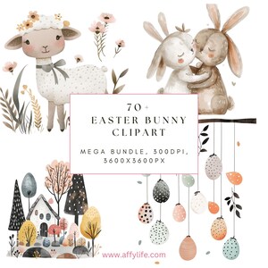 Easter Bunny Clipart Mega Bundle – 70+ Adorable Digital Images ...