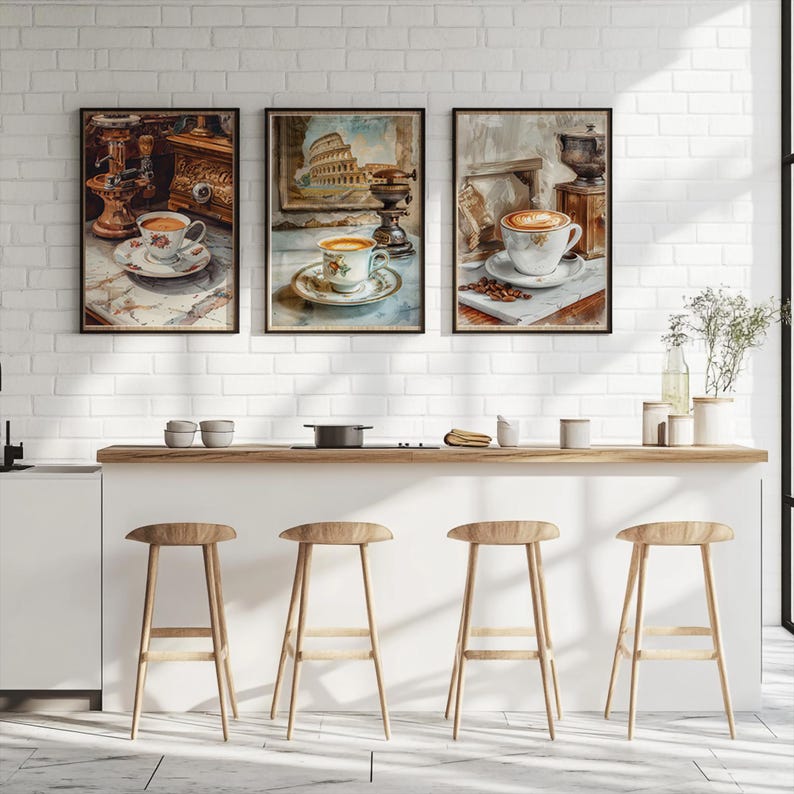 Retro Coffee Poster Set – 6 Vintage Prints for Coffee Bar Decor ...
