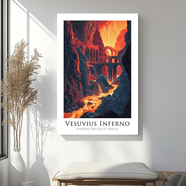Travel Poster - Vesuvius Inferno Printable Art, Hidden Imaginary World ...