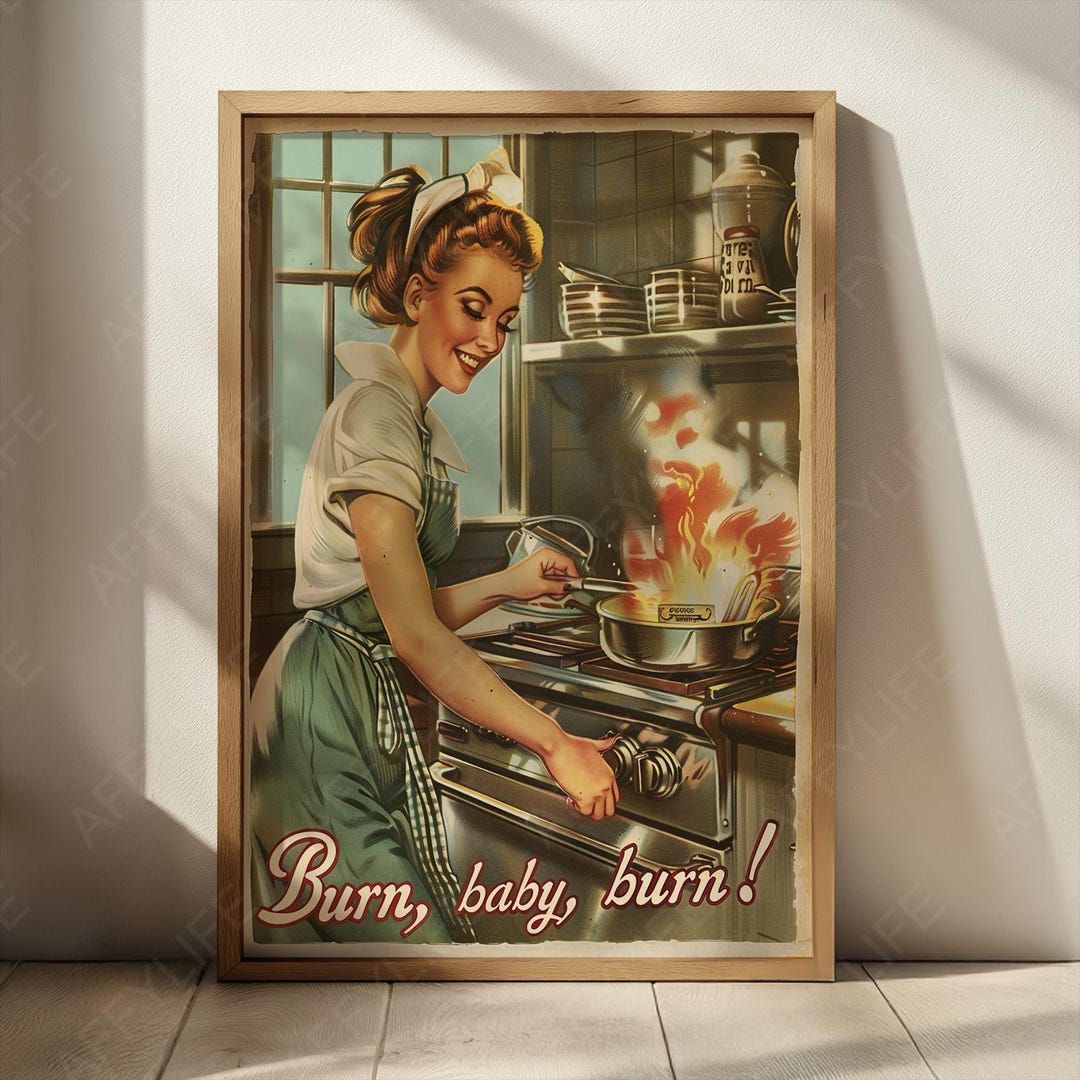 Cheerful Retro Kitchen Poster | Digital |fun Vintage Kitchen Decor ...