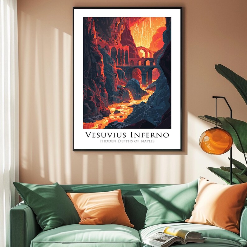 Travel Poster - Vesuvius Inferno Printable Art, Hidden Imaginary World ...