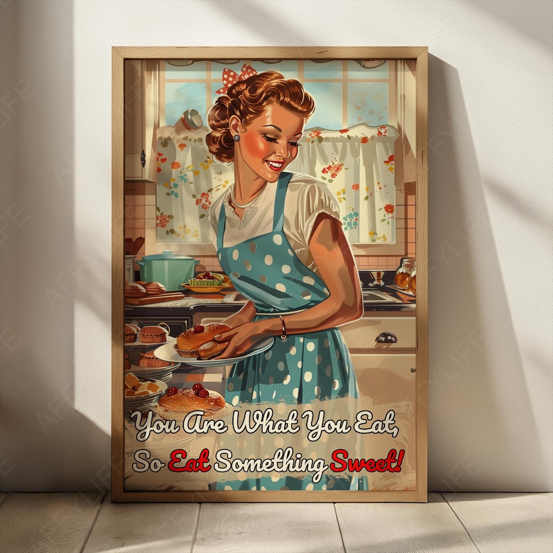 Retro Kitchen Wall Art Print - Vintage 1950s Style Poster - High ...
