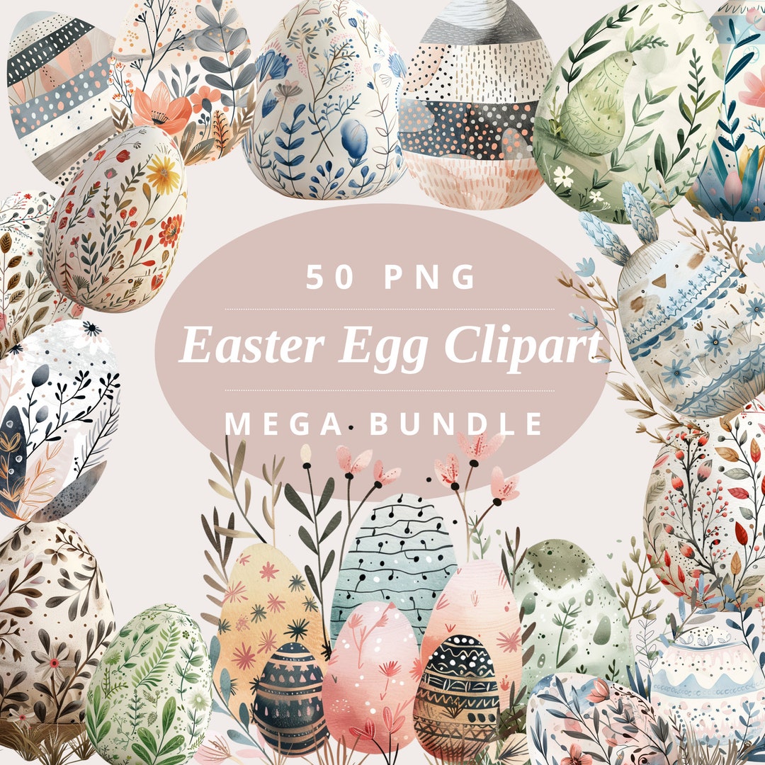 Easter Egg Clipart: 50 High-quality PNG, Transparent Clipart, Spring ...