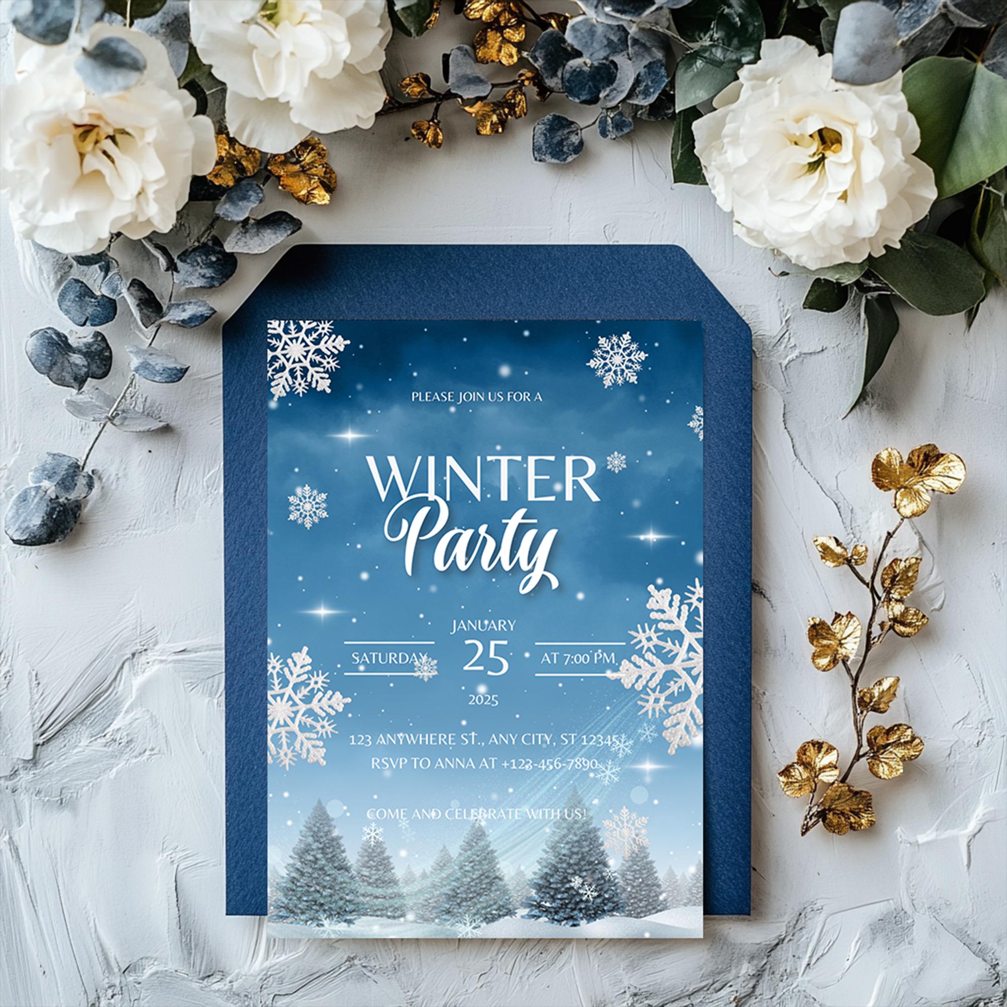 Watercolor Winter Clipart Bundle Snowflake Patterns, Editable Canva ...