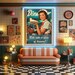 Retro Diner Poster Vintage Waitress Holding Pie 1950s Style Printable ...