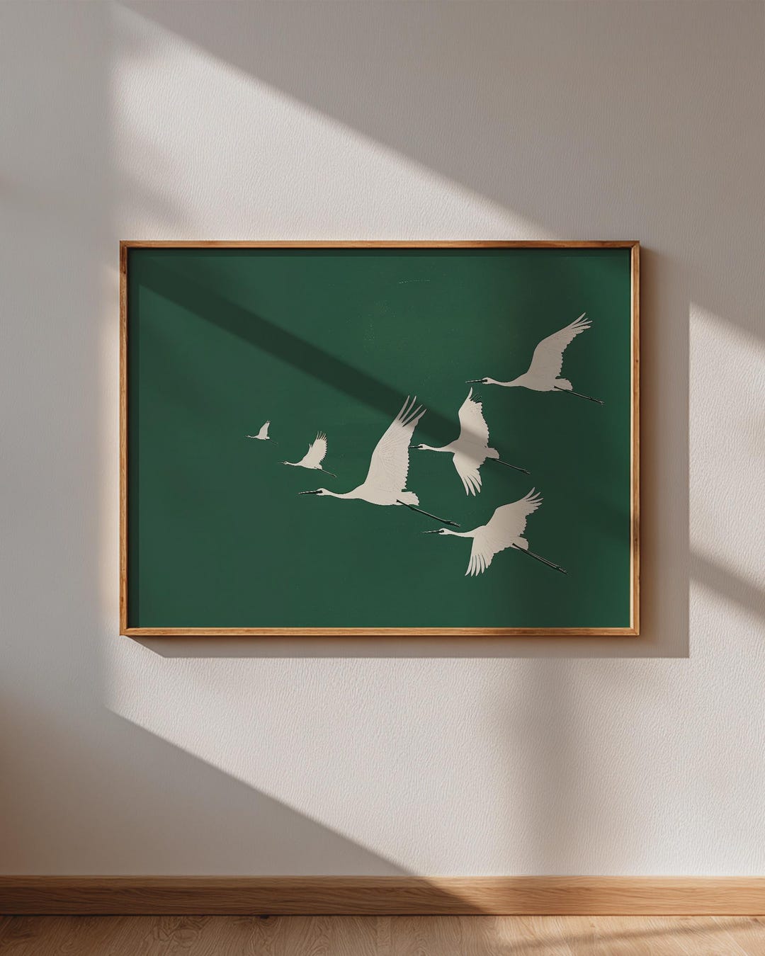 Wabi Sabi Japandi Crane Wall Art – Minimalist Zen Bird Poster in Forest ...