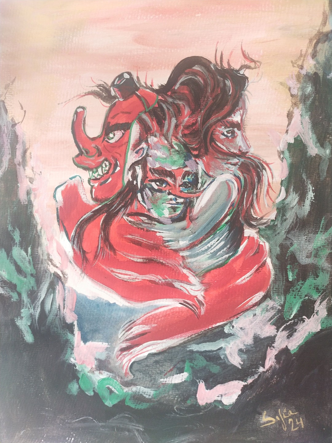 Tengu the One With the Red Face, Demon of Japanese Culture, Original ...