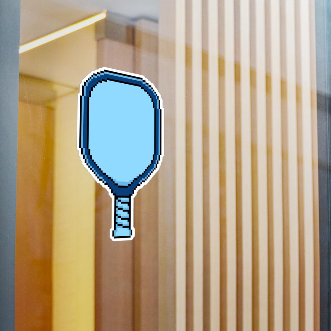 Pixel Art Blue Pickleball Paddle Sticker, Vinyl Decal, Laptop Decal ...
