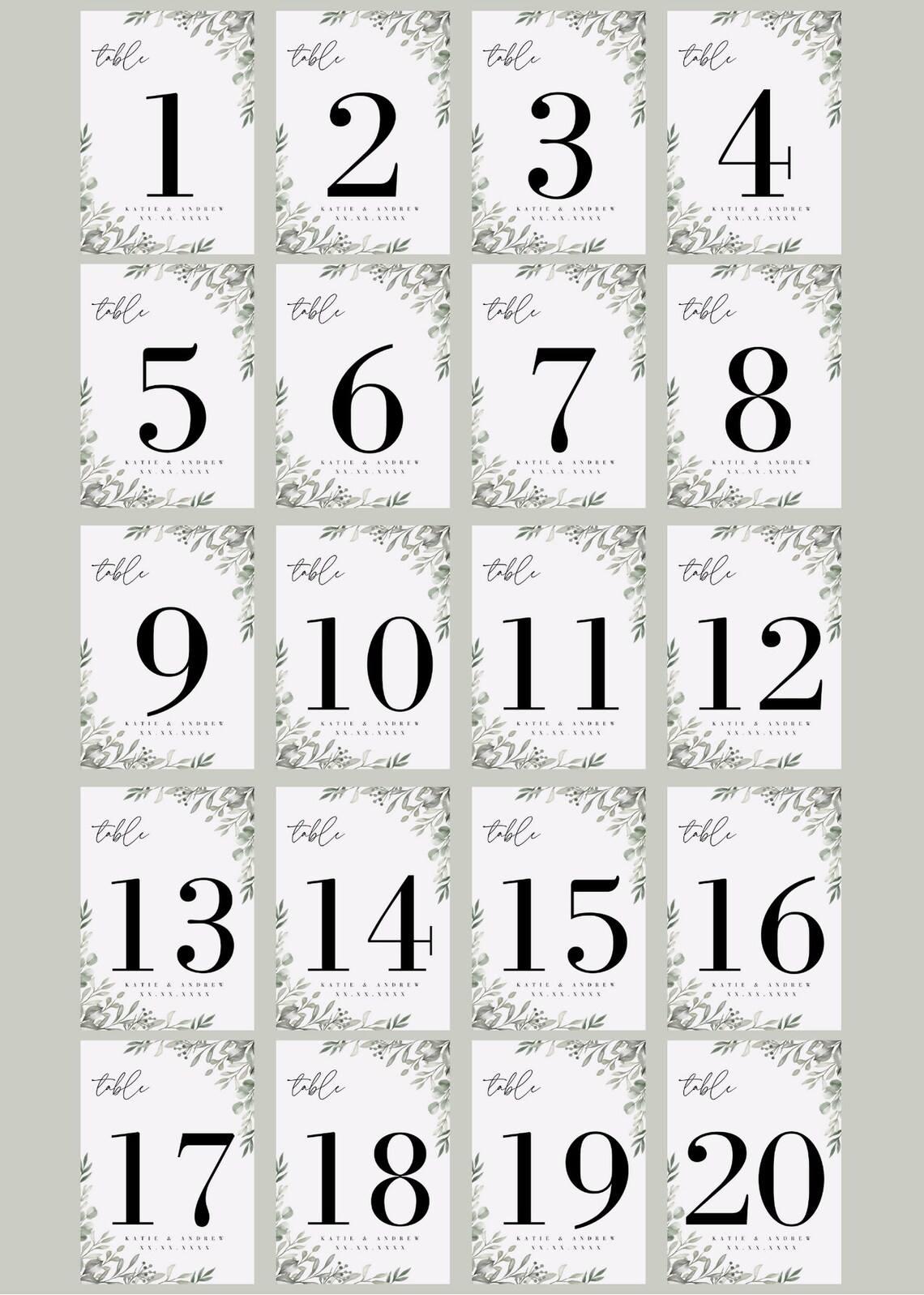 Greenery Wedding Table Numbers, Greenery, Eucalyptus, Table Numbers ...