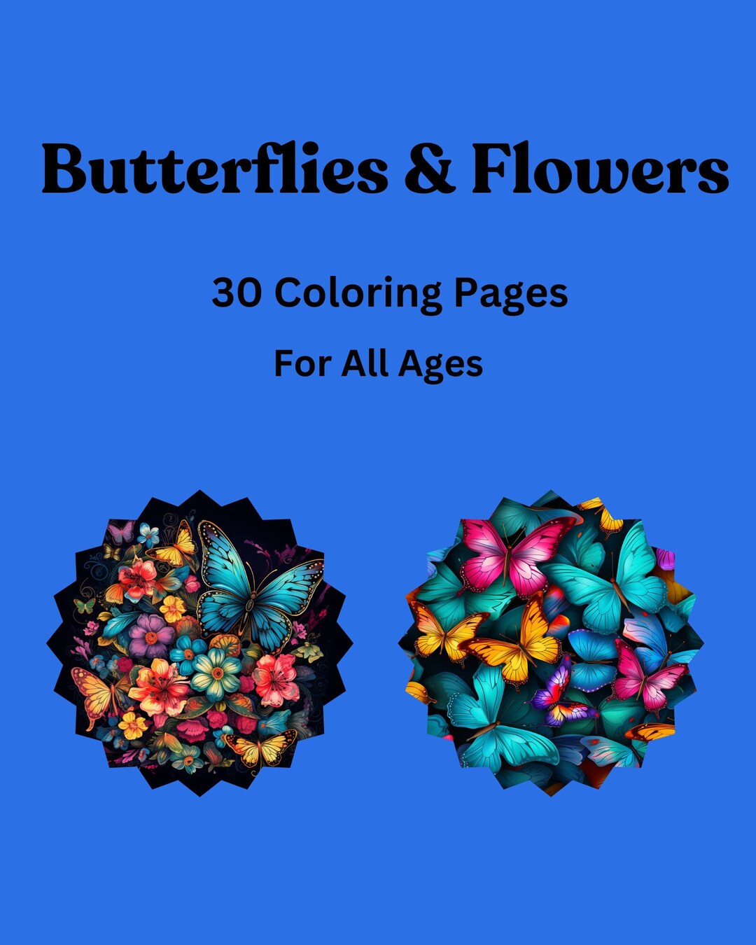 Butterflies & Flowers Coloring Pages, 30 Drawings - Etsy