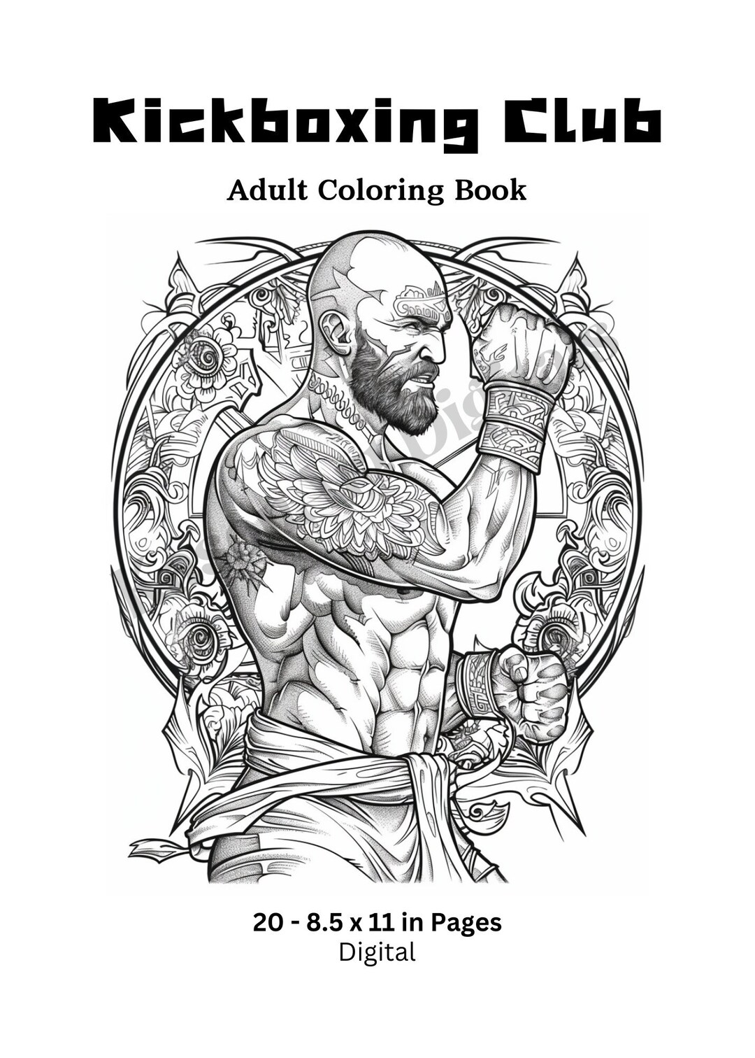 Kickboxing Club Adult Coloring Book Digital Download - Etsy