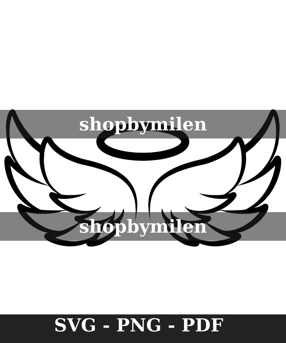 Angel Wings and Halo SVG Clip Art Cut File Silhouette Dxf Eps Png Jpg ...