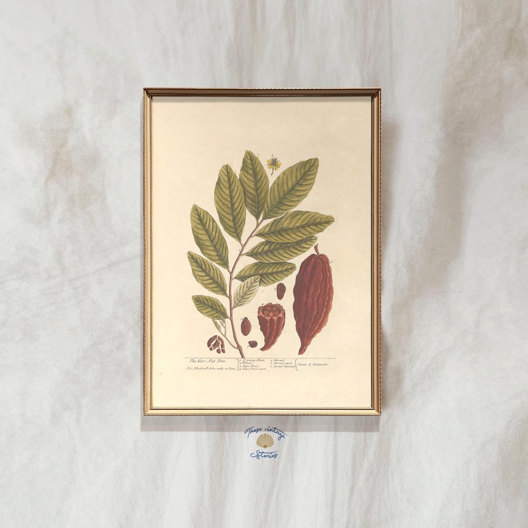 Coco Tree Print, Vintage Coco Tree Print, Warm Vintage Wall Art ...