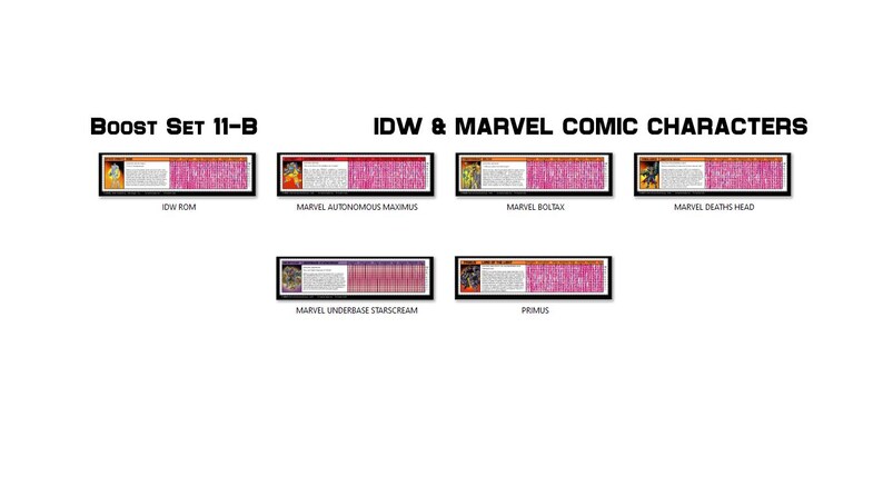 MARVEL/IDW Comic Characters Transformers Custom Tech Spec Cards Boost ...