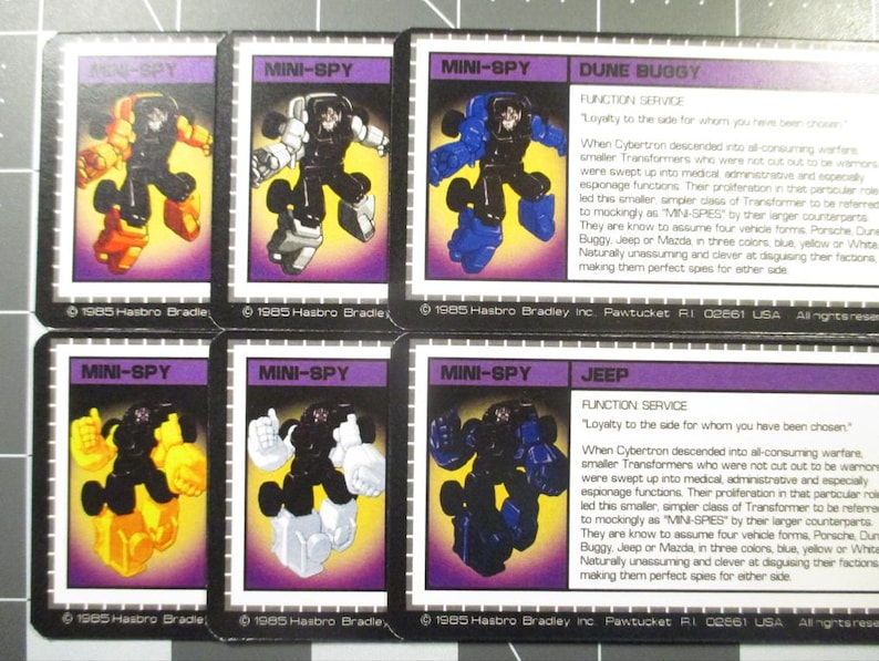 G1 MINI-SPIES Transformers Custom Tech Spec Cards Set of 24 - Etsy