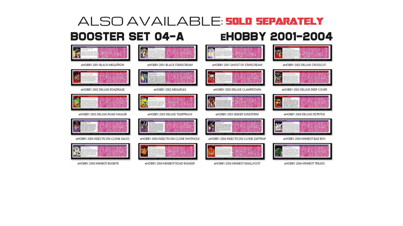 TRANSFORMERS Tech Spec Cards STARTER KIT - Etsy