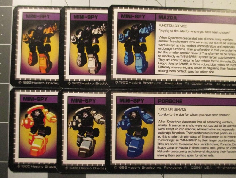 G1 MINI-SPIES Transformers Custom Tech Spec Cards Set of 24 - Etsy