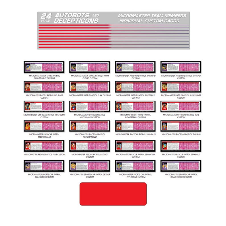 1989 TRANSFORMERS 40th Anniversary Custom Repro Tech Spec Deck - Etsy