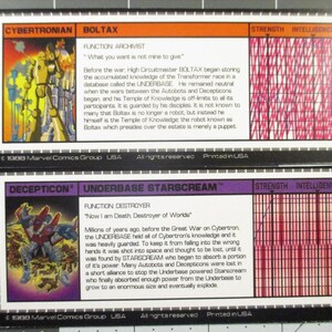 MARVEL/IDW Comic Characters Transformers Custom Tech Spec Cards Boost ...