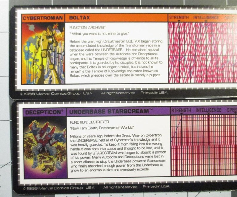 MARVEL/IDW Comic Characters Transformers Custom Tech Spec Cards Boost ...
