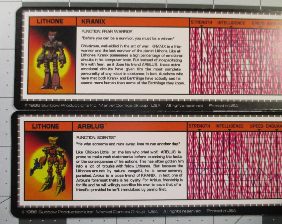 1986 Movie Characters Transformers Custom Tech Spec Cards Boost Set 11 ...