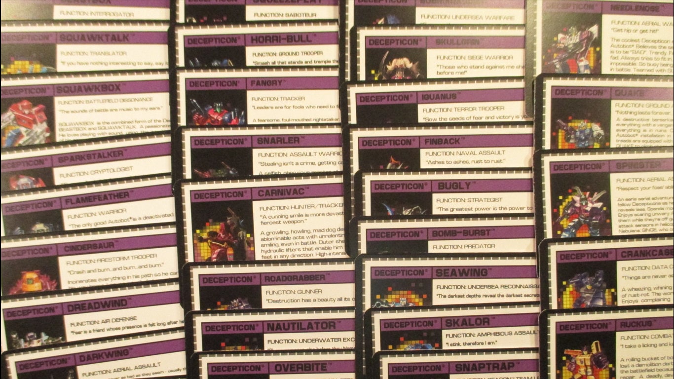 1988 TRANSFORMERS 40th Anniversary Custom Repro Tech Spec Cards Deck - Etsy