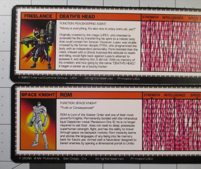 MARVEL/IDW Comic Characters Transformers Custom Tech Spec Cards Boost ...