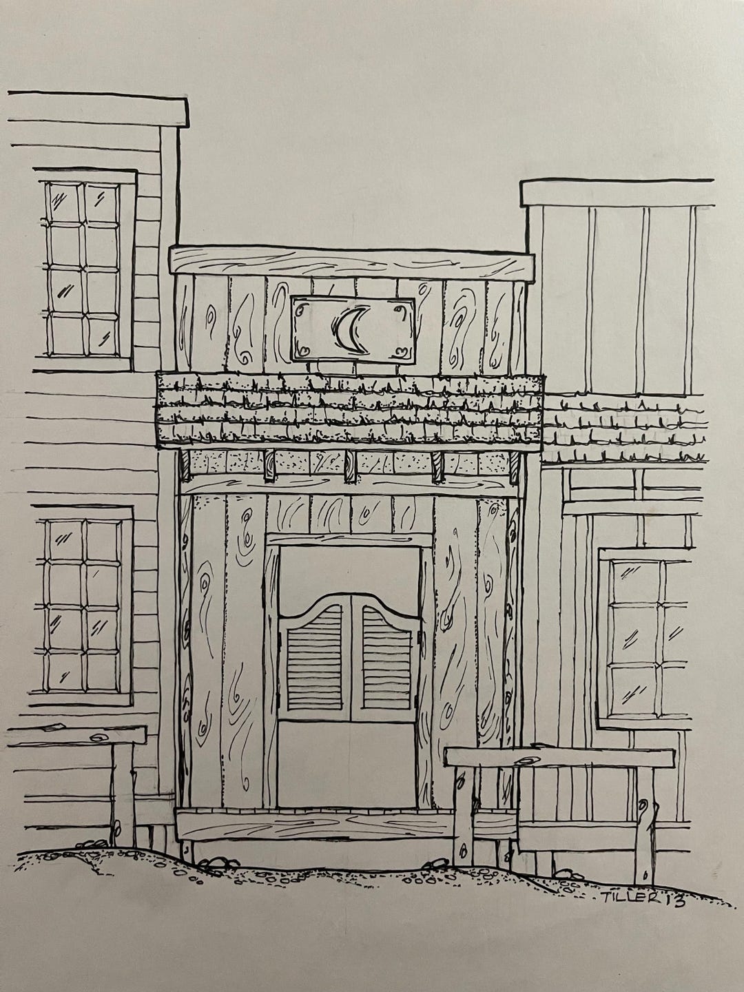Pen and Ink Drawing - Saloon Outhouse - Etsy